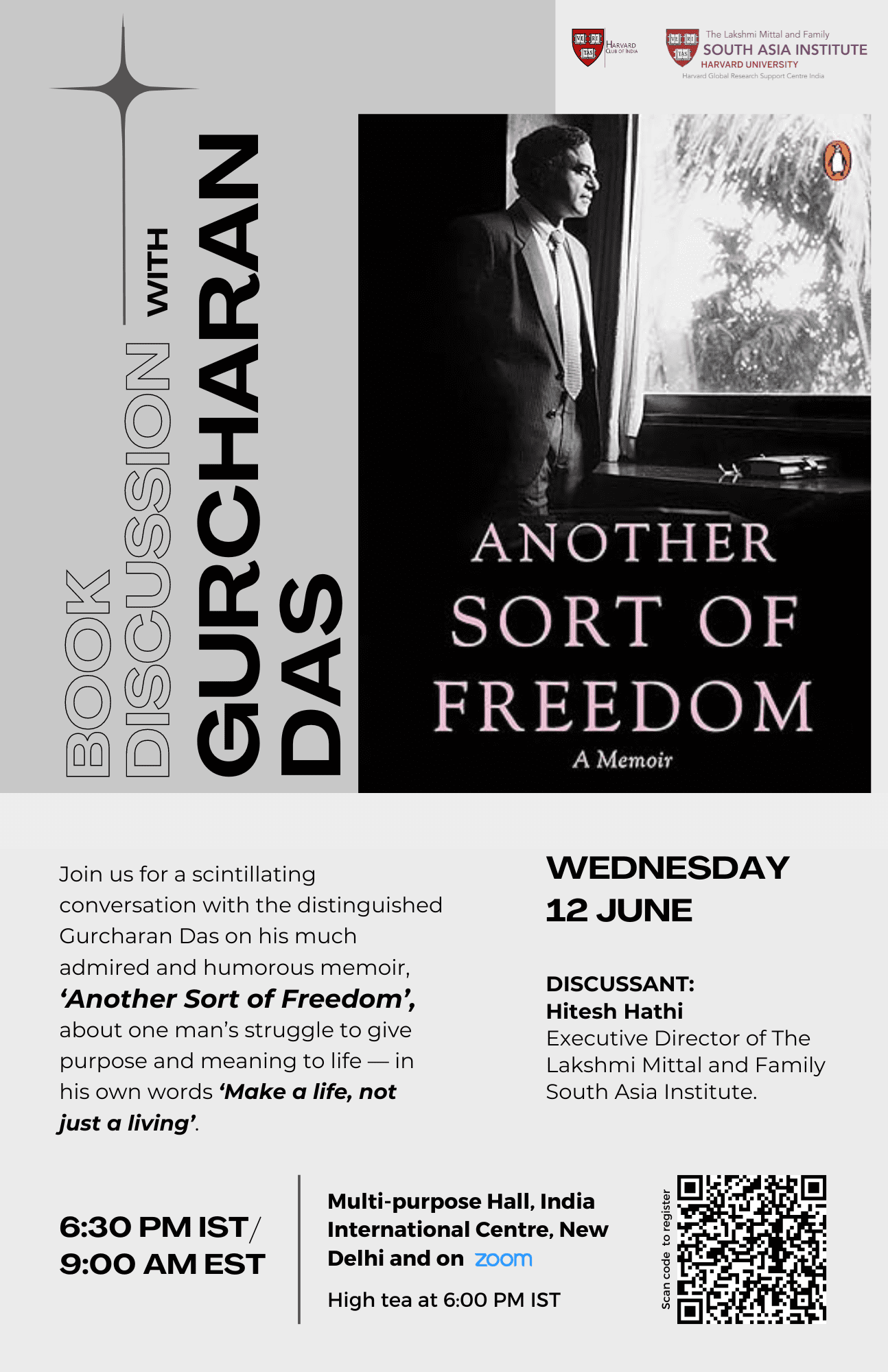 Another Sort of Freedom: Book Talk with Gurcharan Das • The Lakshmi ...
